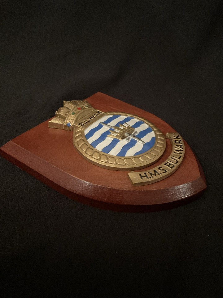 Vintage Original Royal Navy HMS BULWARK Wall Plaque Crest Shield solid ...
