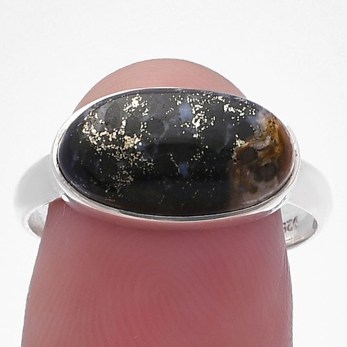 Natural Palm Root Fossil Agate 925 Sterling Silver Ring s.9 Jewelry R ...