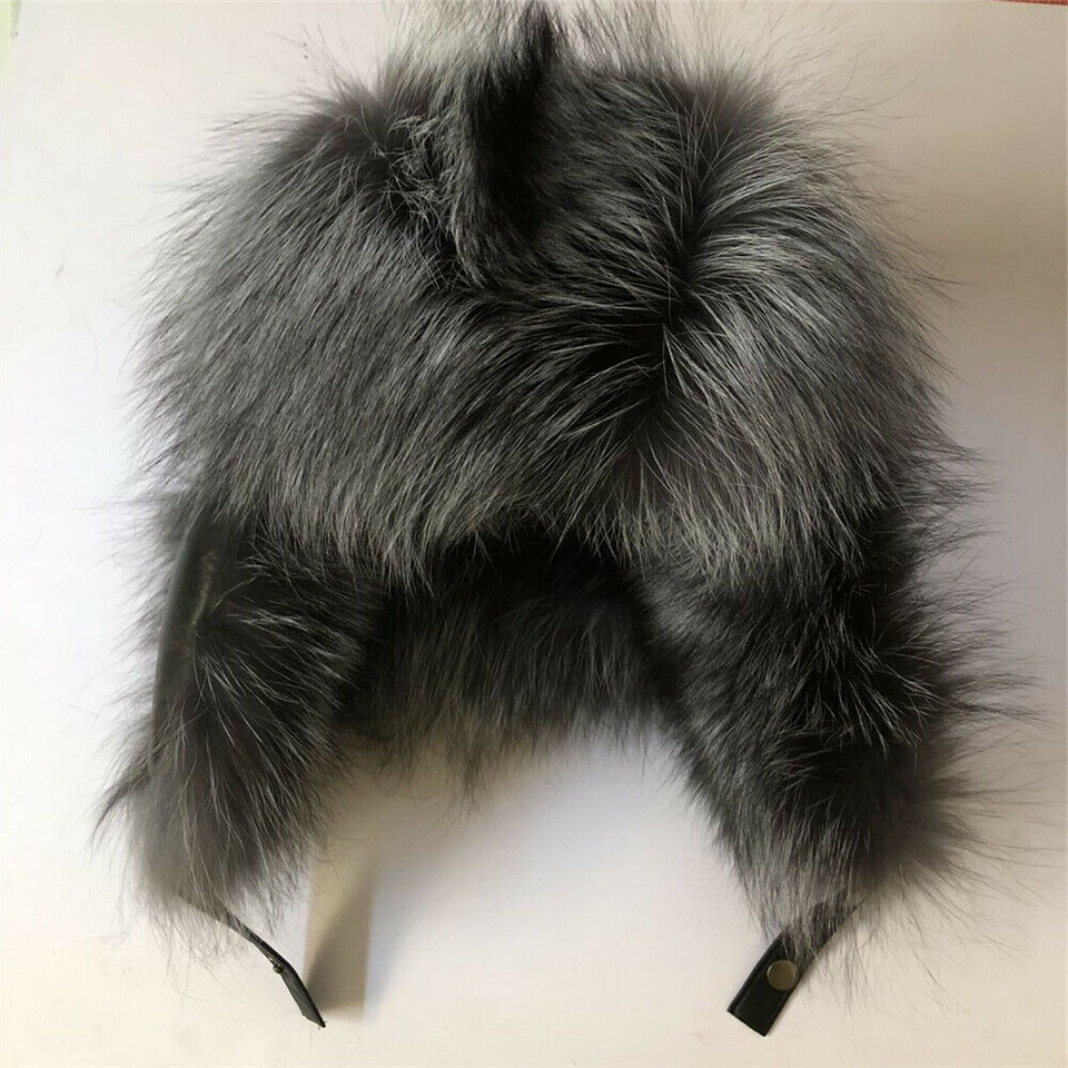 Men's Real Fox Fur Russian Hat Trapper Ushanka Cossack Warm Ski Furry ...