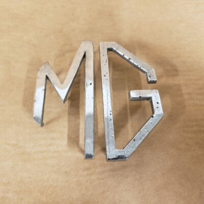 MG MGB Original Chrome Trunk Boot Emblem Letters Badge ADH2475 ADH2476 ...