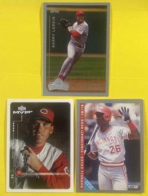 1990s Cincinnati Reds baseball card lot (3) Fleer UD Topps Coles Larkin ...
