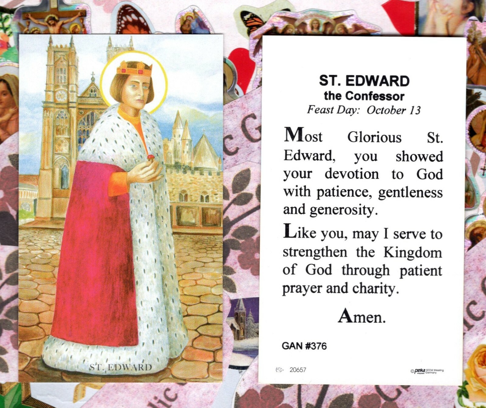 Saint Edward the Confessor with Prayer - Paperstock Holy Card GAN#376 ...