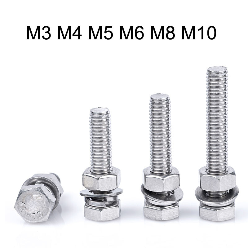 Nuts And Bolts/Fully Threaded Set Screw+Washers A2 Stainless M3 M4 M5 ...