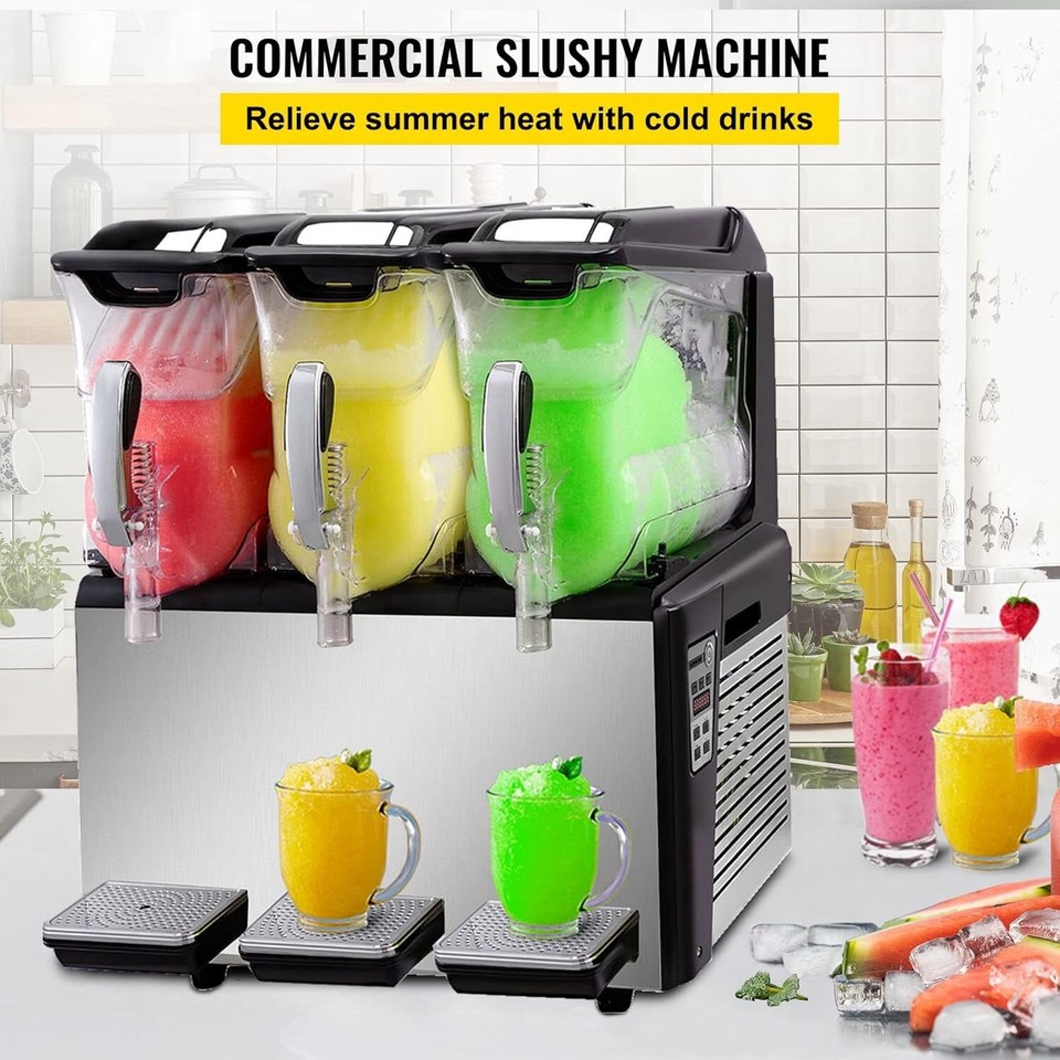 Slush Frozen Drink Machine, 10LX3 Tanks Commercial Slushy Machine ...