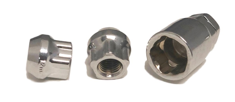 Wheel Locks 14x1.5 Open End Chrome Bulge Acorn Locking Lug Nut Set with ...