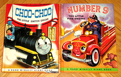 Lot 2 CHOO CHOO Little Switch Engine & NUMBER 9 Fire Engine Books Rand ...