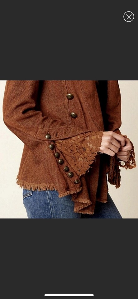 Free People ruffle red jacket Small | eBay