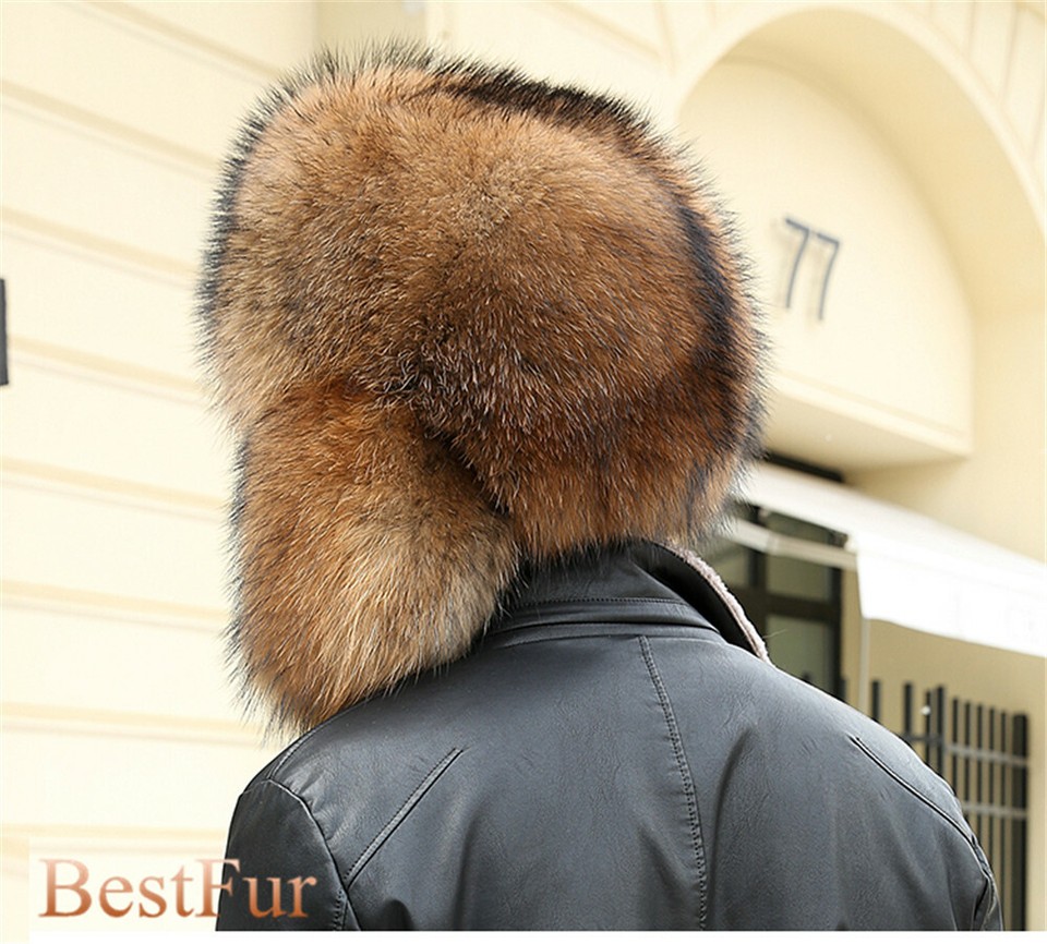 Male Full Covered Real Fox Fur Hat Russian Ushanka Hat Cossack Warm ...