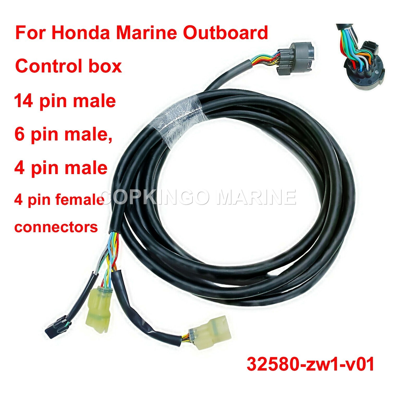 Main Wiring Harness 16.5FT 32580-ZW1-V01 for Honda Outboard Remote ...
