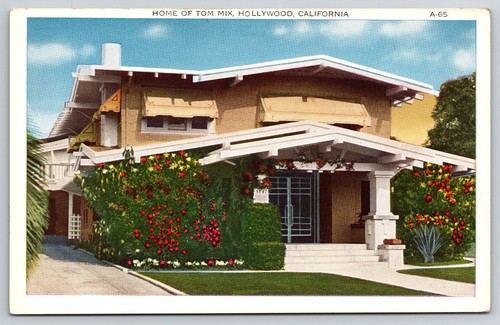 Residence of Tom Mix, Hollywood, CA 1930s Postcard | eBay