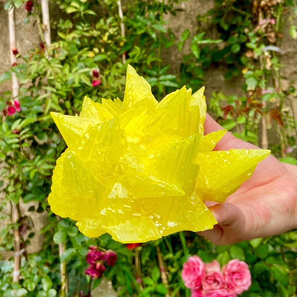 2.05LB Rare yellow sulfur crystal quartz crystal mineral specimen | eBay