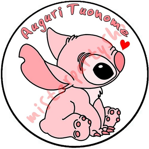 Cialda - Ostia per torte Lilo & Stitch ROSA Formato grande A3 cm. 28 ...