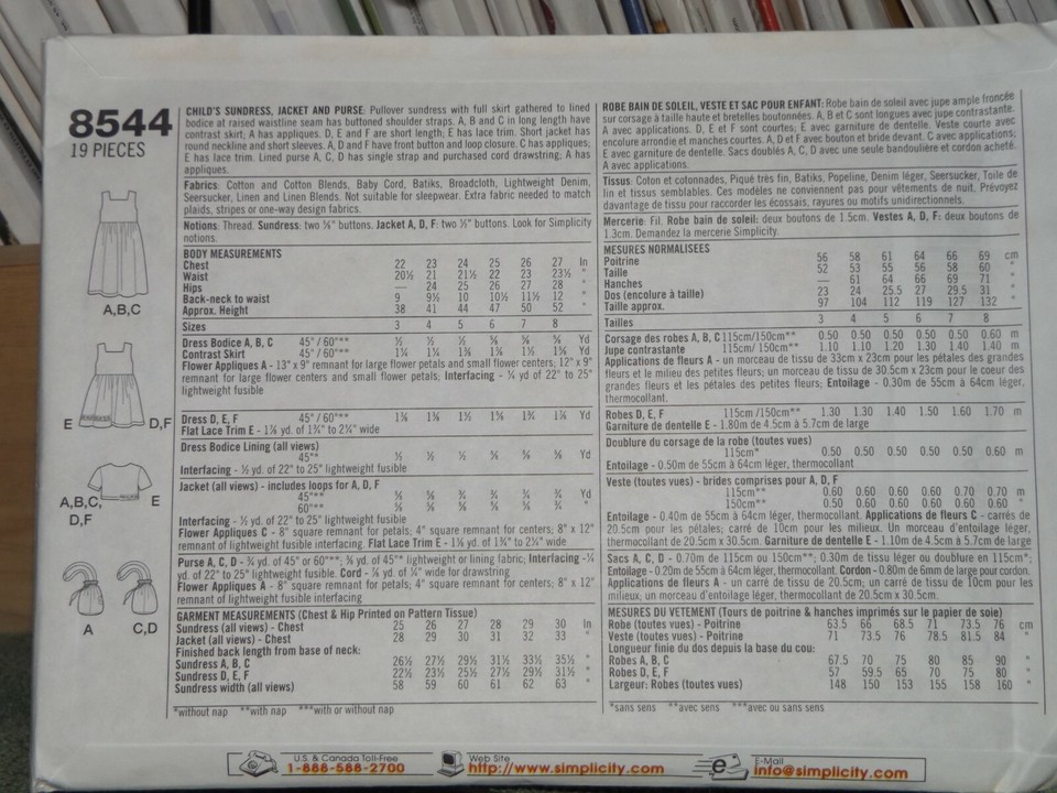 Uncut Simplicity 8544 6 made easy Sundress Jacket Purse Child 3-4-5-6 ...