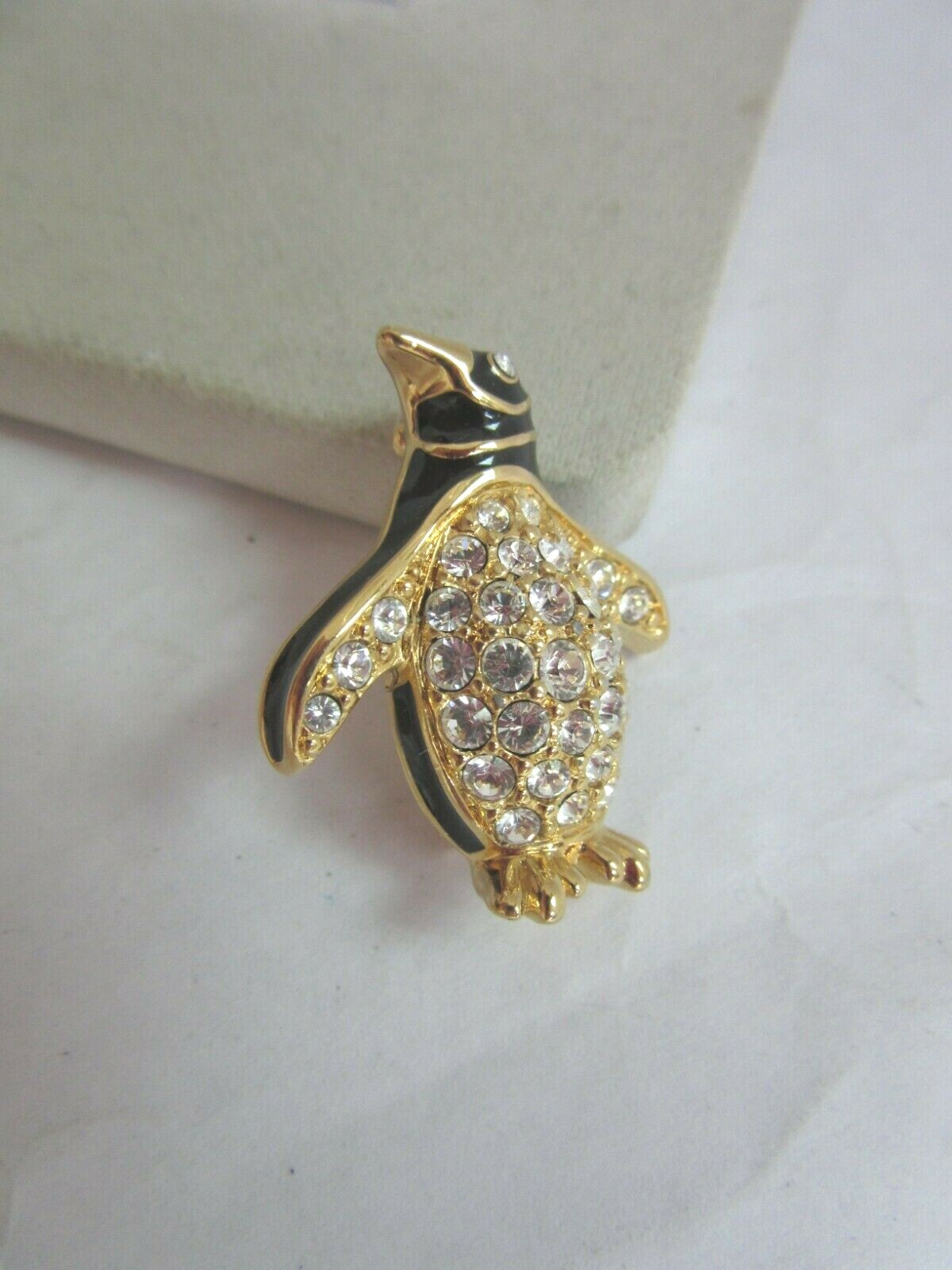 Swarovski brand black enamel and crystal Penguin small pin | eBay