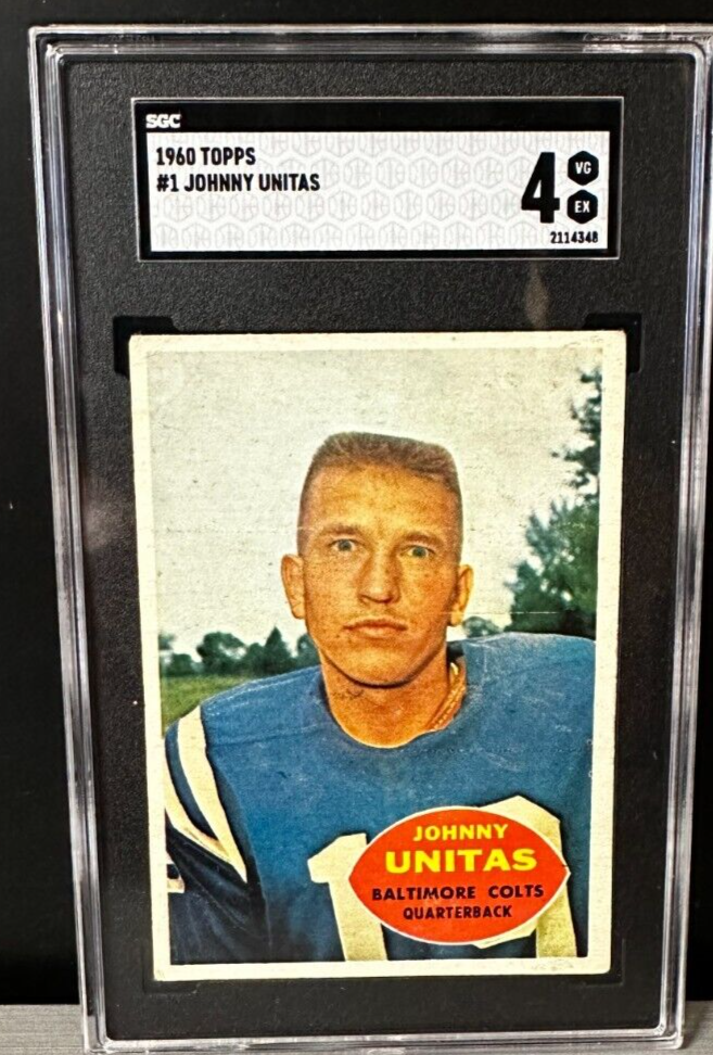 1960 Topps Football #1 John Johnny Unitas Baltimore Colts HOF SGC 4 VG ...