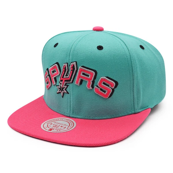 San Antonio Spurs NBA Snapback HWC Hat Mitchell & Ness Teal Pink ...