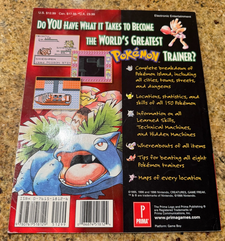 Pokémon Prima's Official Strategy Guide - Red & Blue Versions ...