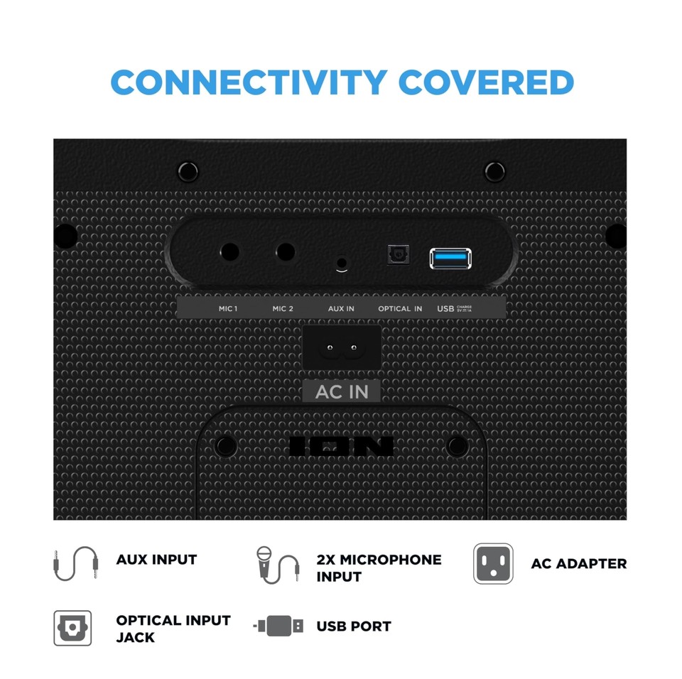 ION Party Rocker Max Mk2 Portable Bluetooth Karaoke Party Speaker with ...