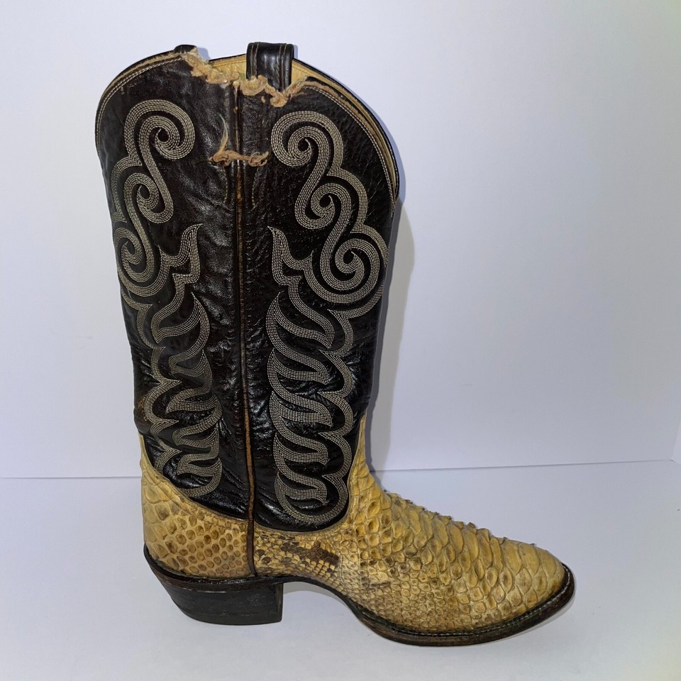 Tony Lama Snake Skin Cowboy Boots Size 8 Medium B Style 8114 | eBay