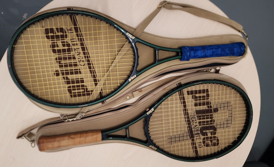 2 VINTAGE 1987 PRINCE GRAPHITE SERIES 110 TENNIS RACKETS WITH SUEDE ...