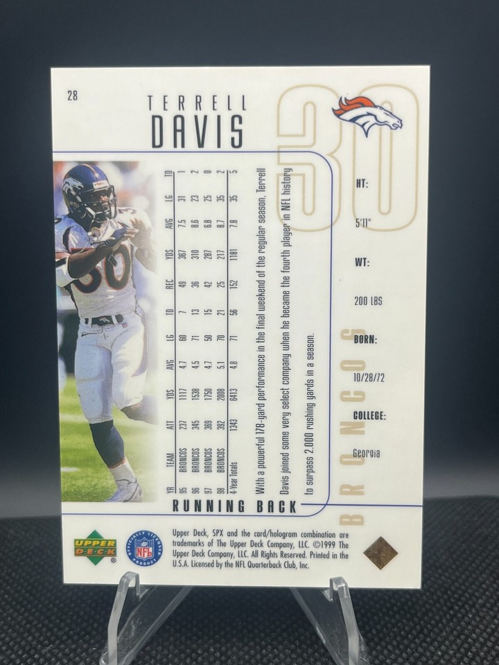 1999 SPx Football Card #28 Terrell Davis | eBay