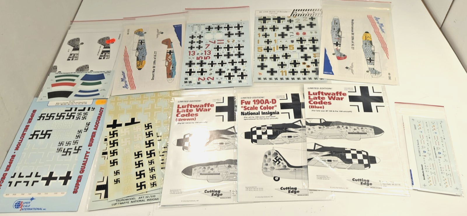 Lot of 11 1:48 & 1:32 & 1:72 WW2 German Aircraft Model Decals - (Bf109 ...