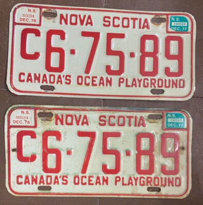 Nova Scotia 1977 COMMERCIAL License Plate PAIR # C6-75-89 | eBay