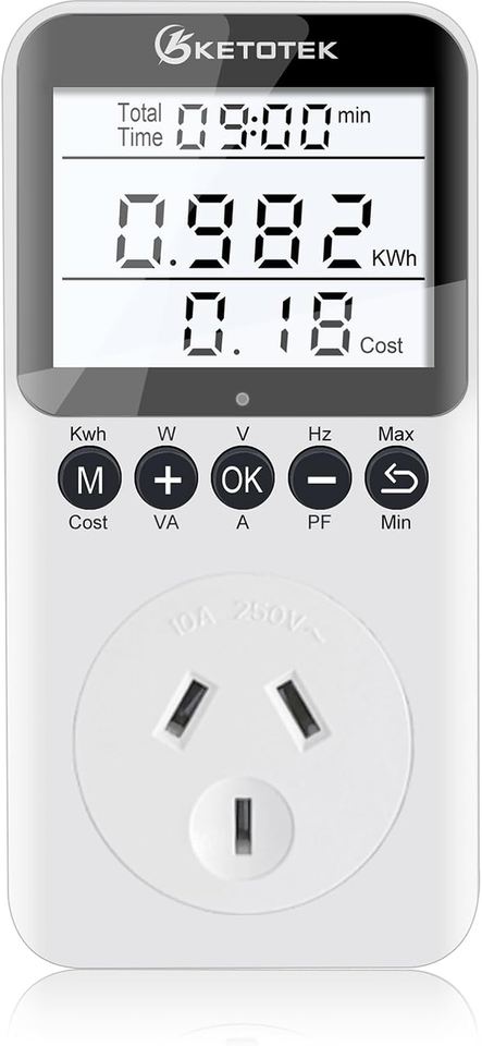 Plug Power Meter, Home Electricity Usage Monitor 240V, Energy Watt ...