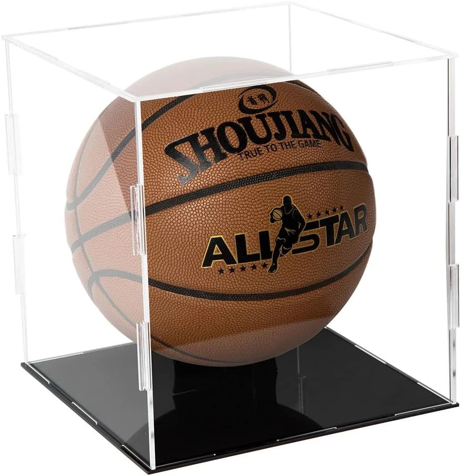 Basketball Display Case Clear Acrylic Glass Cube Assemble Countertop ...