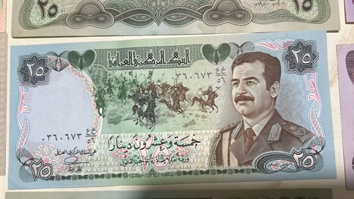 Lot Of 15 Notes SADDAM HUSSEIN IRAQ/IRAQI DINAR PAPER MONEY Most Of ...