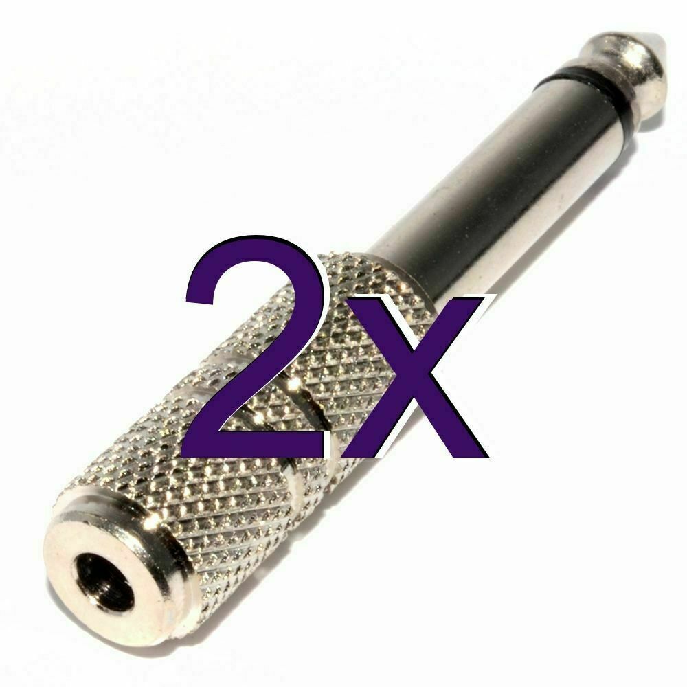 [2 pack] 3.5mm Stereo Socket to 6.35mm 1/4 inch Mono Jack Plug Adapter ...