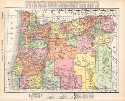 1907 Antique Oregon State Map Atlas Map of Oregon Gallery Wall Decor ...