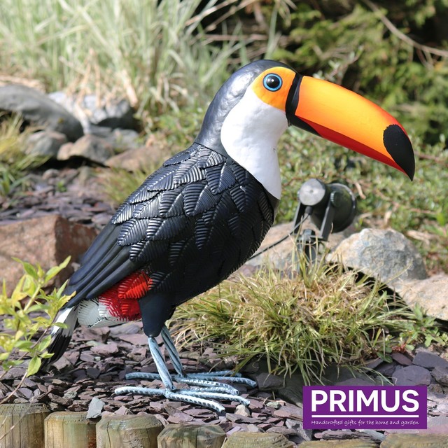 Primus Exotic Metal Toucan Garden Ornament Patio Sculpture Handpainted ...