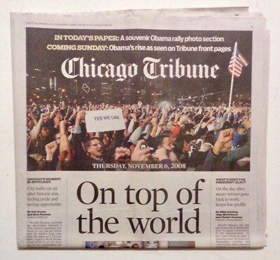 BARACK OBAMA Election Grant Park Rally Chicago Tribune November 6 2008 ...