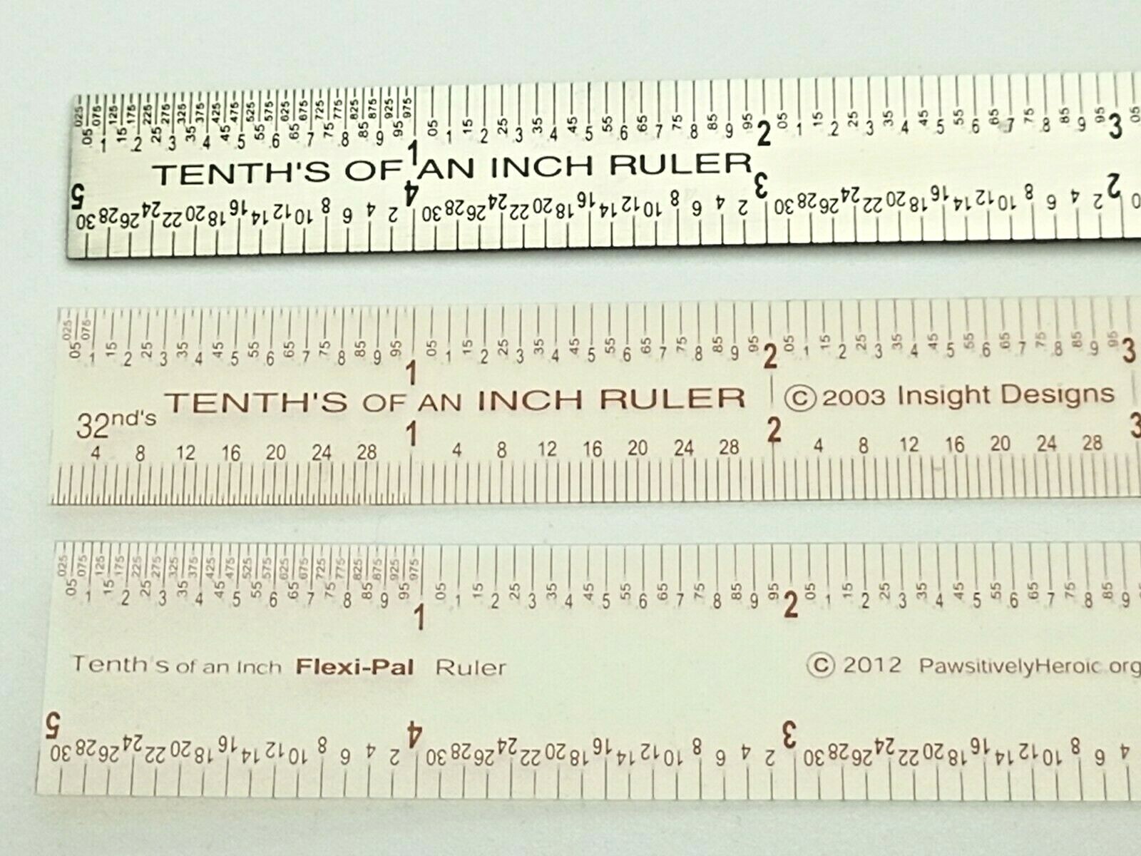 3 Decimal Inch Rulers: 5" Stainless + Two different 5" Flexi-Pals USA ...
