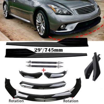For Infiniti G37 Coupe Gloss Black Front Bumper Rear Lip Spoiler Body ...