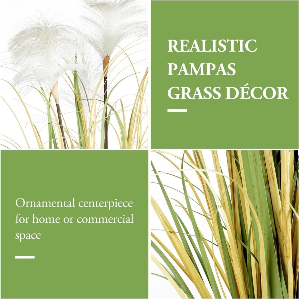 Artificial Feather Pampas Grass Plant in Black Planter Pot, Plant ...