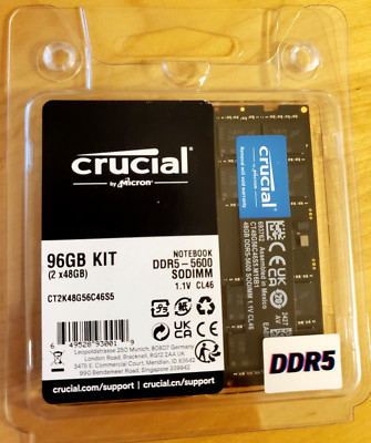 Crucial 96GB Kit (2x48GB) DDR5-5600 SODIMM CT2K48G56C46S5 Laptop Memory ...