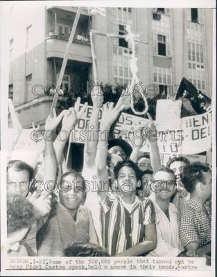 1959 Cubans Protest Fidel Castro With Noose 1950s Havana Press Photo | eBay