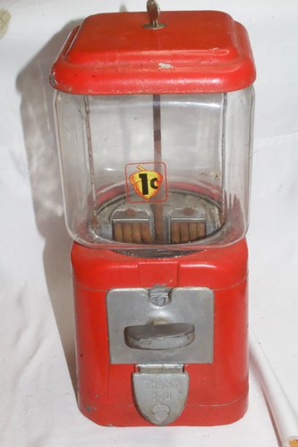 Vintage 1 Cent Oak Acorn Glass Globe Gumball Candy Vending Machine ...