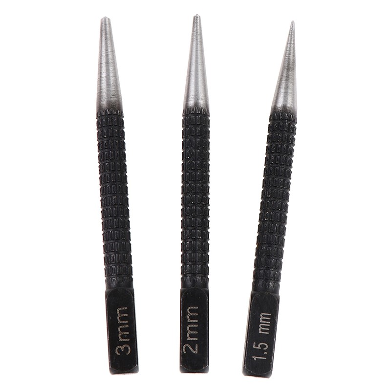 3Pcs/Set Non Slip Center Punch Pin Set Drill Bit Alloy Steel 3/32" Wood ...