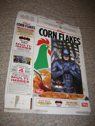1997 Batman & Robin Movie Corn Flakes Empty Canadian Lenticular Cereal ...