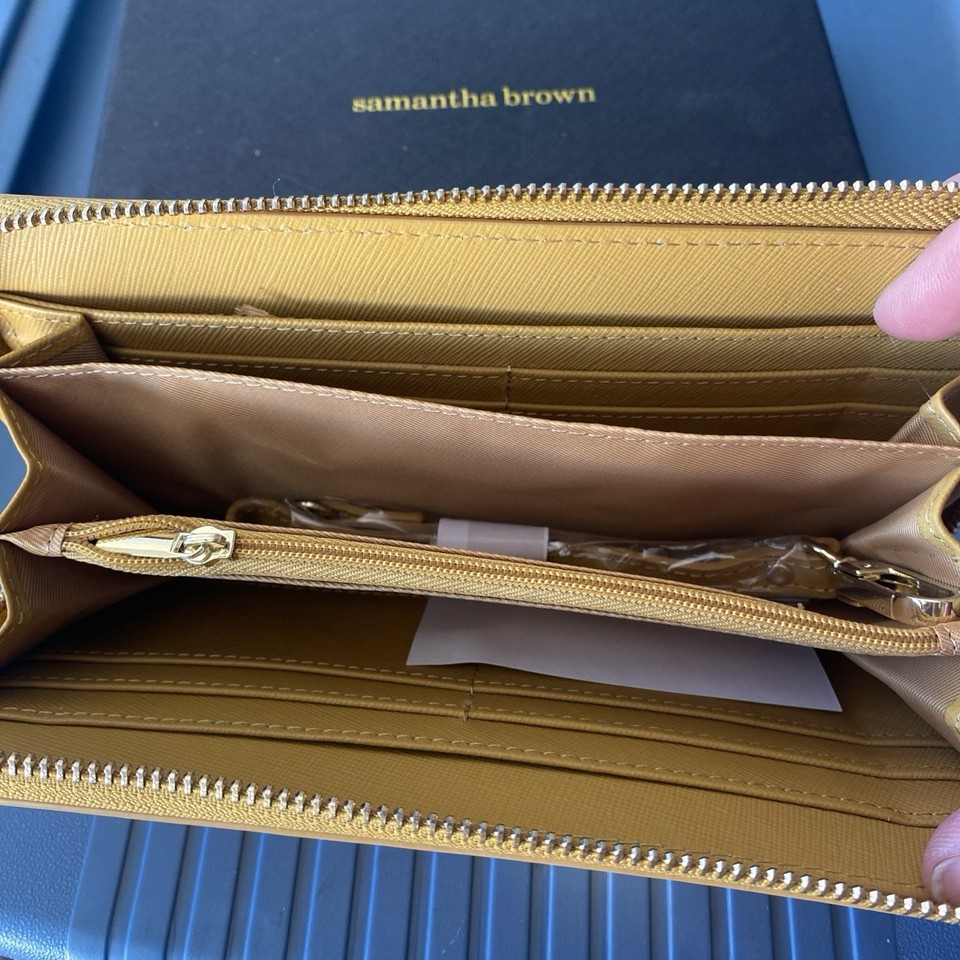 Samantha Brown Camel Tan Pebble Clutch Wallet Zip Around w/ Strap New ...