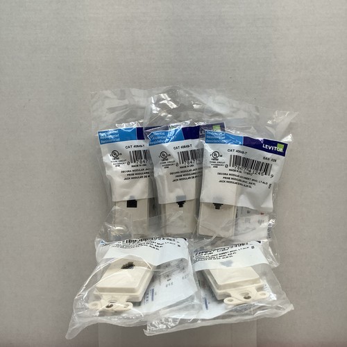 5-Pack Leviton Cat 40649-T White Decora Modular Telephone Jack Insert ...
