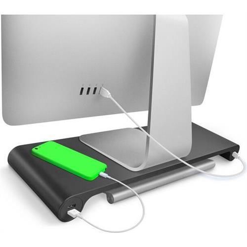 Quirky Space Bar Monitor Stand 6-Port USB Hub Desk Organizer -Black-(30 ...