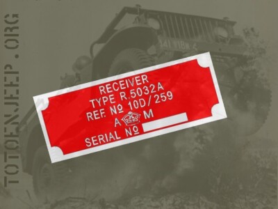 PLAQUETTE PLATE LABEL RADIO GB R5032 RECEIVER . jeep willys dodge us ...