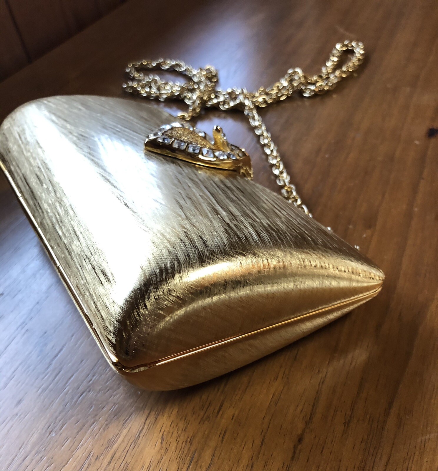 RODO Italy Gold Metal Bag Clutch Purse Shoulder Swaro… - Gem