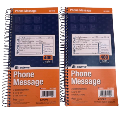 Adams Wirebound Telephone Message Book, 5-1/4 x 11, 2-Part Carbonless ...