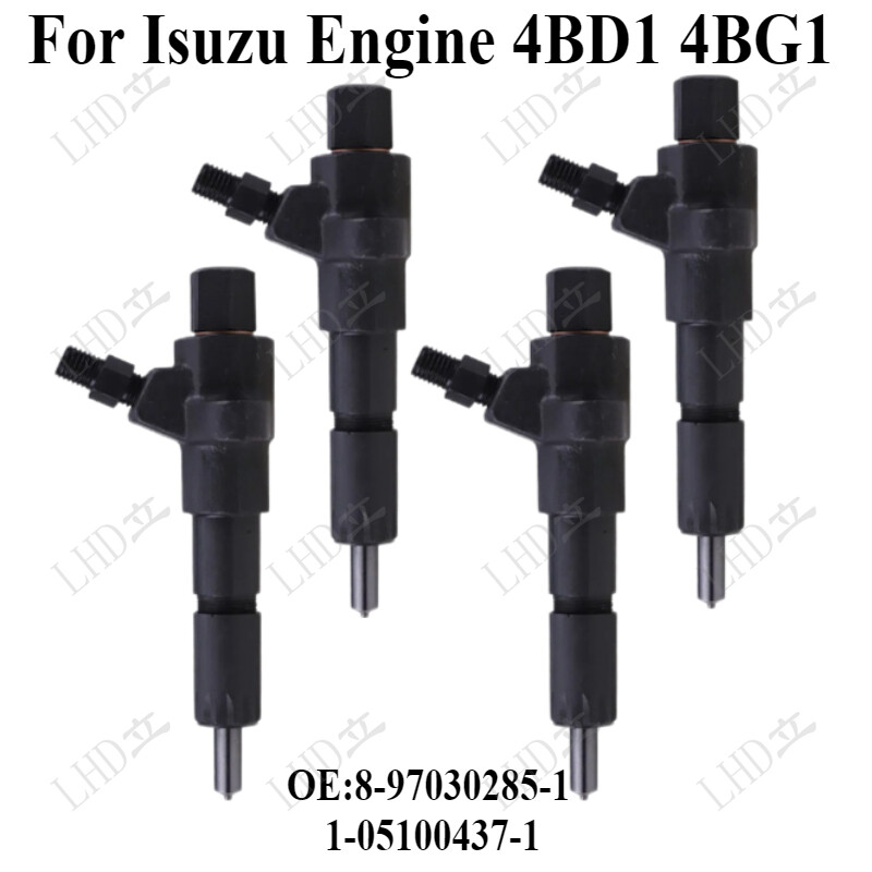 4 Pcs For Isuzu Engine 4BD1 4BG1 Fuel Injectors 8-97030285-1 1-05100437 ...