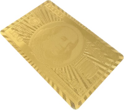 24K Carat Gold Playing Cards $100 Bill Print 99.9 percent pure gold ...